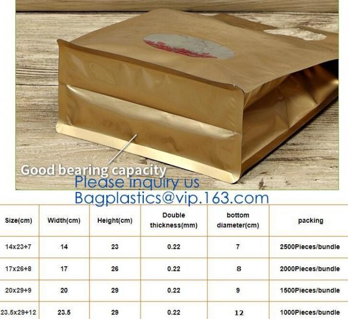 Zip lock Aluminum foil bags flat square bottom plastic bags with corner ...